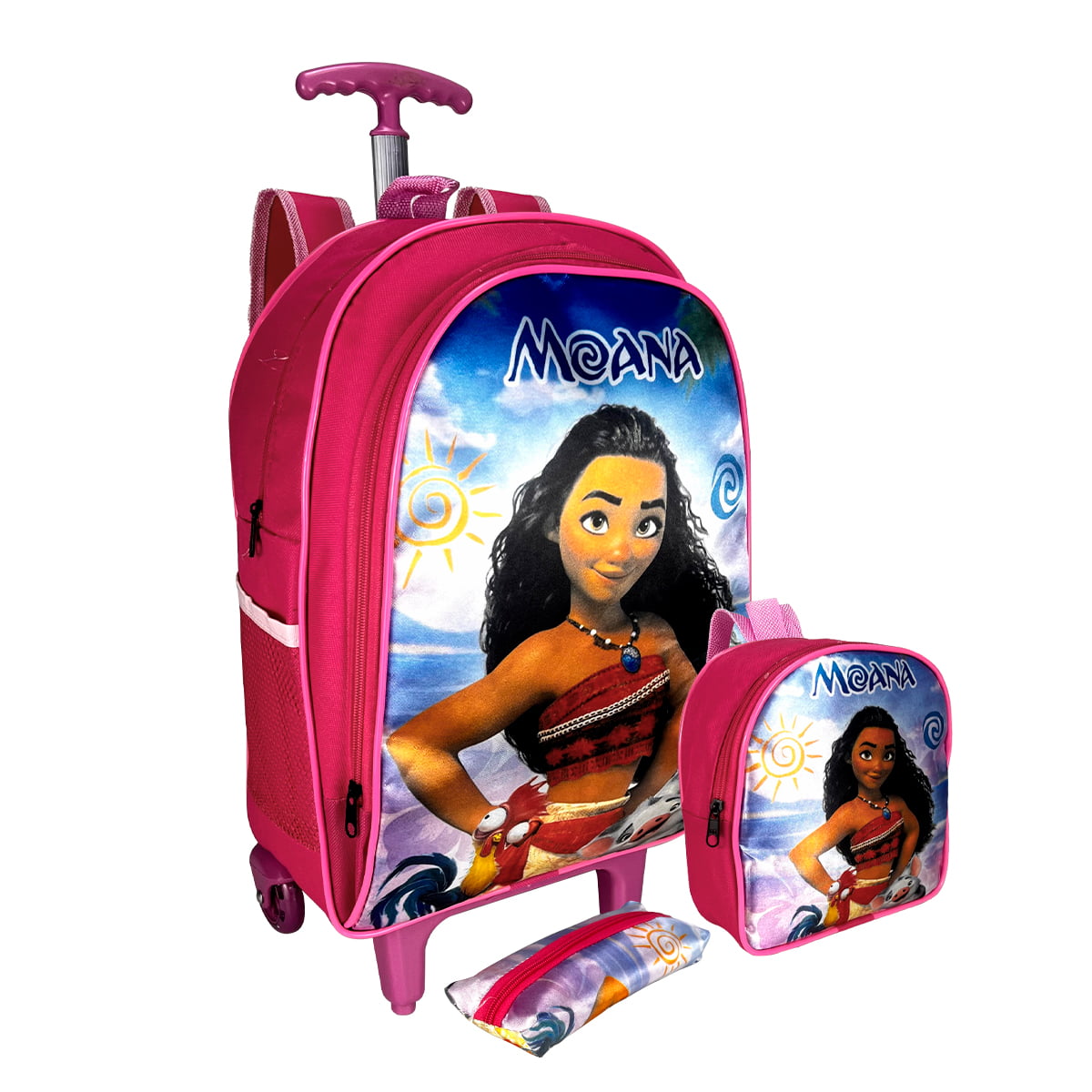 Mochila de Rodinha Escolar da Moana- Kit 3 pçs
